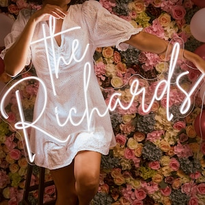 Custom Last Name Neon Sign Wedding for Reception, Led Lights Neon Sign ...