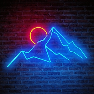 Mountain Neon Sign • Mountain Art Light Sign • Neon Sign Neon Art • Led ...