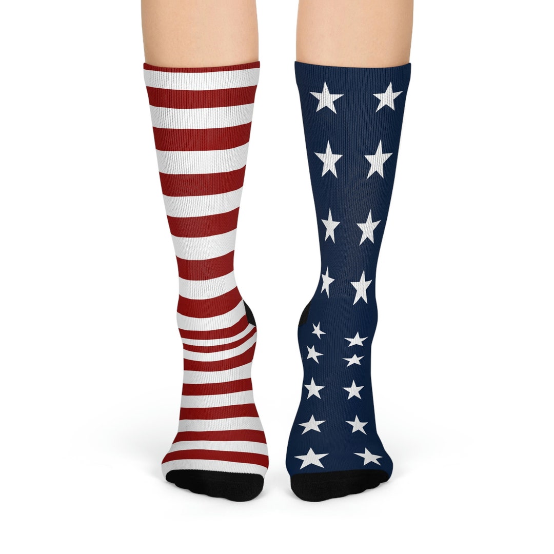 July 4th Socks Stars and Stripes SEPARATE Crew Socks for Men Gift Socks ...