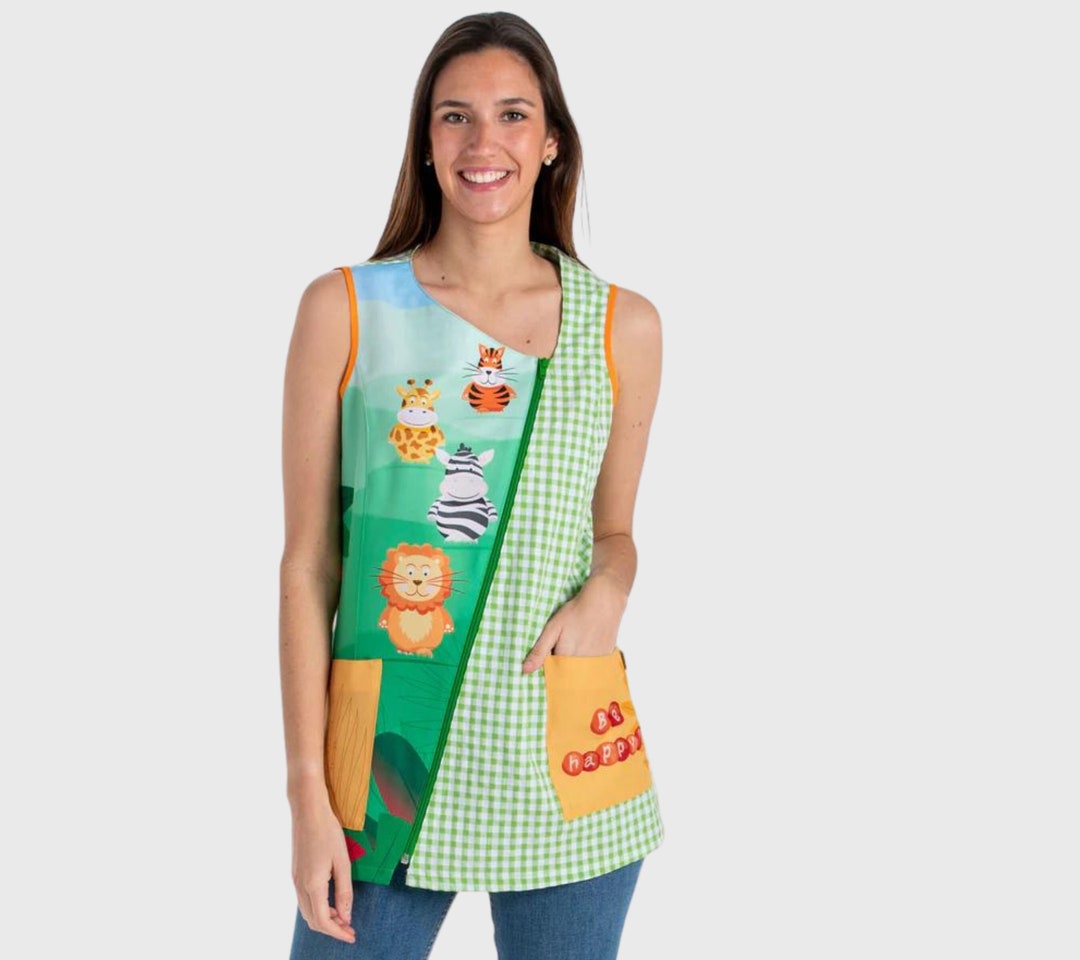 Green Checkered Sleeveless Educator's Jacket / Coat - and Durable for ...