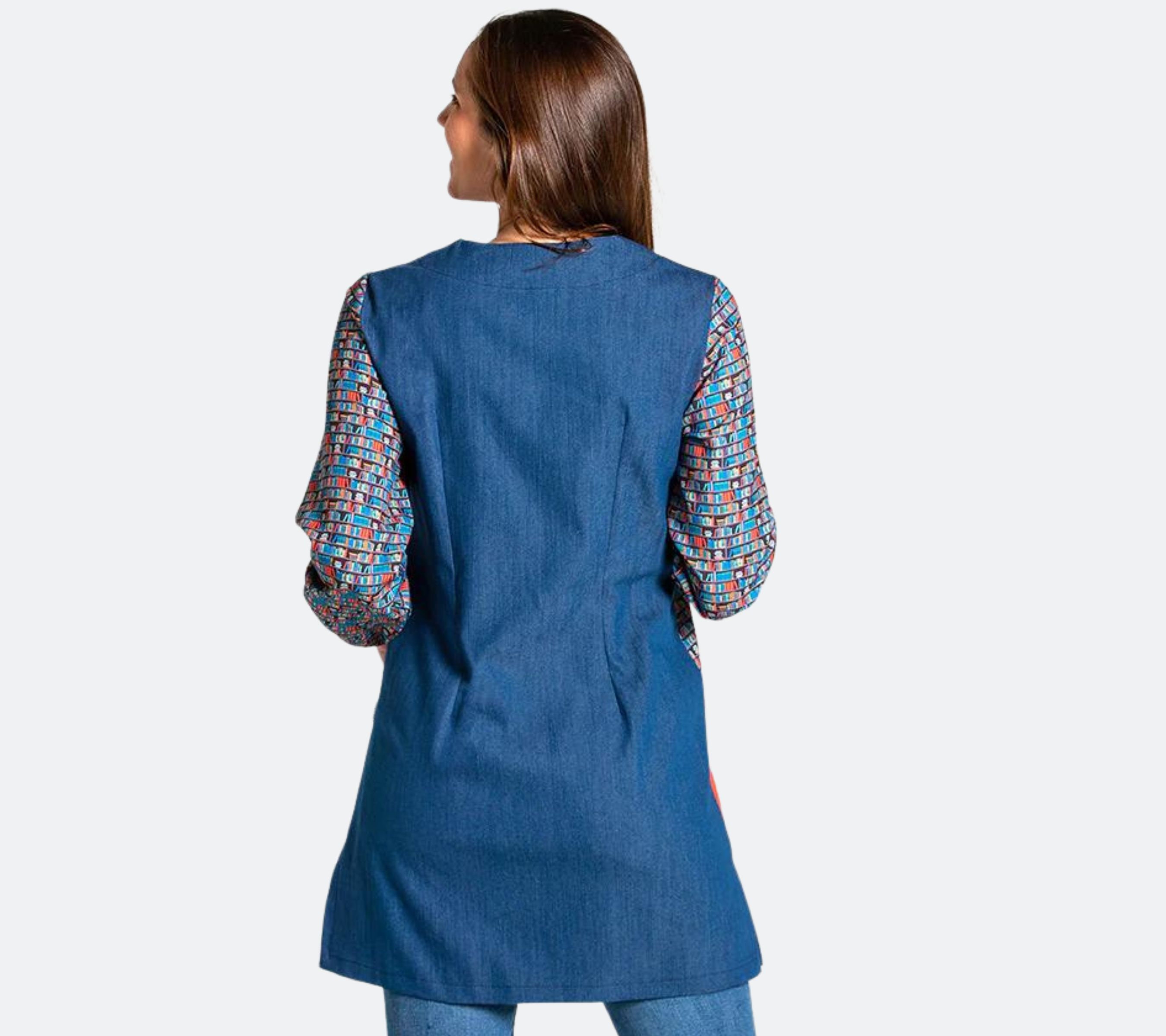 Educational Smock for Teachers in Stretch Denim With Library Print and ...