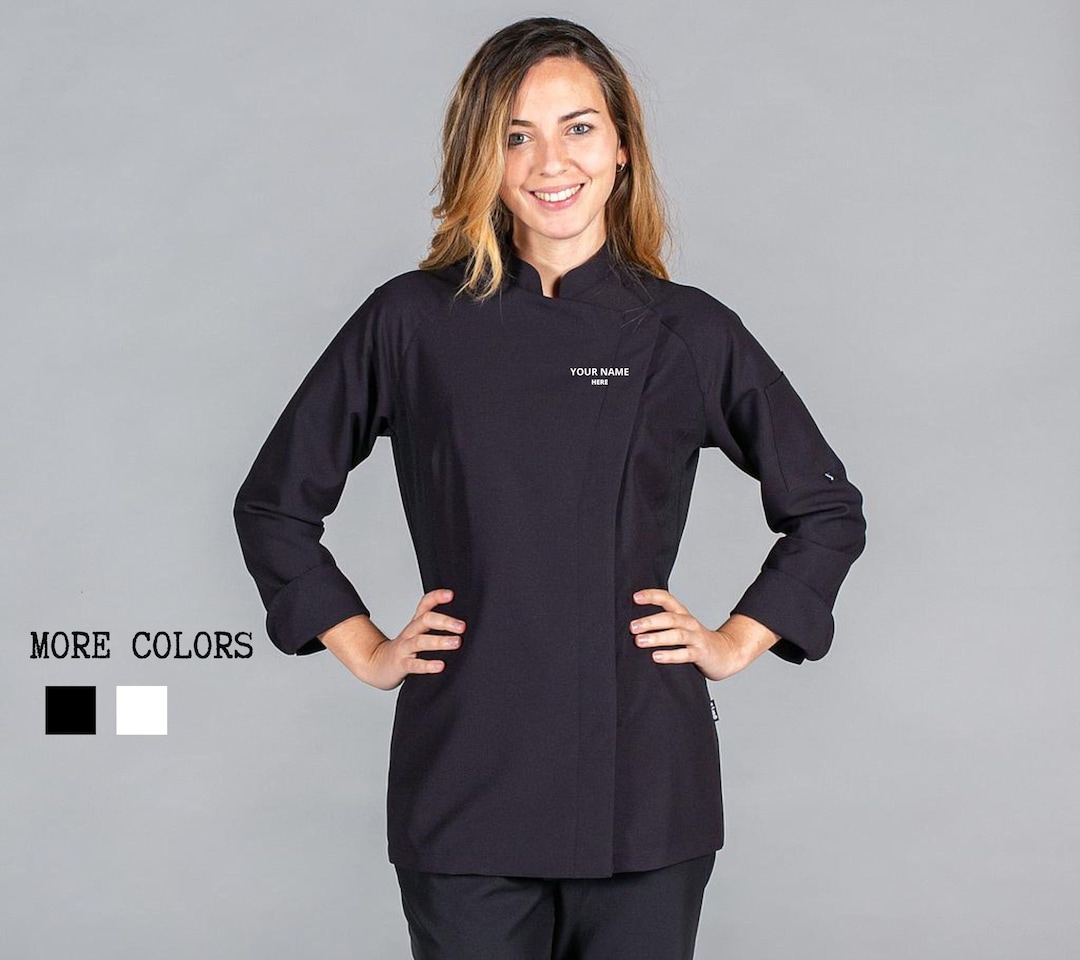 Womans Chef Jacket / Coat With Embroidery - Ideal for Baristas, Chefs ...