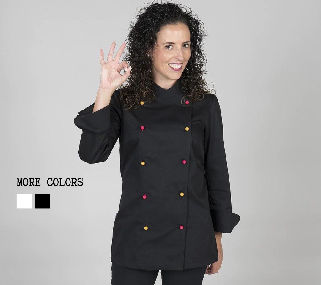 Woman Chef Jacket / Coat With Embroidery - Ideal Uniform for Baristas ...