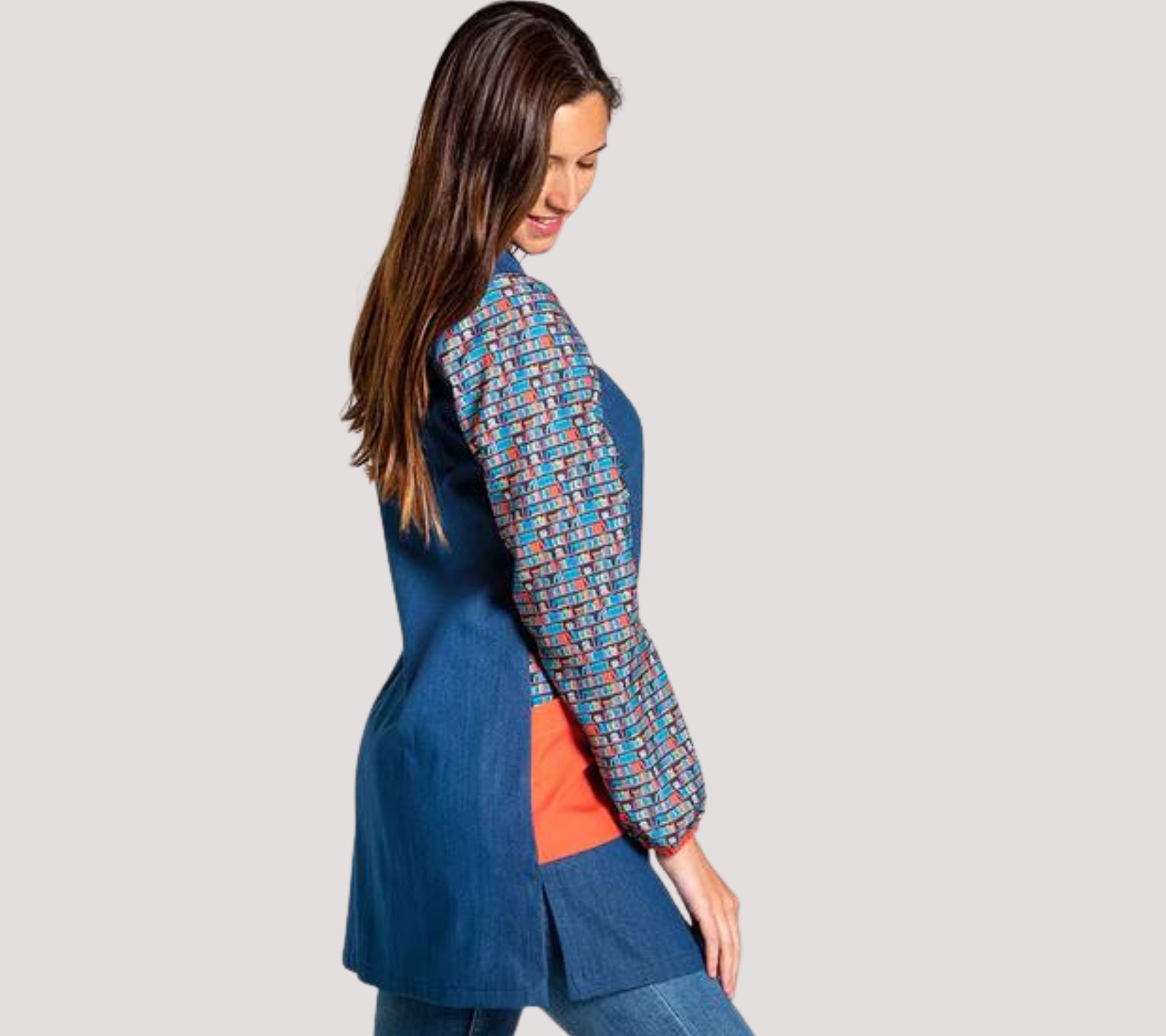 Educational Smock for Teachers in Stretch Denim With Library Print and ...