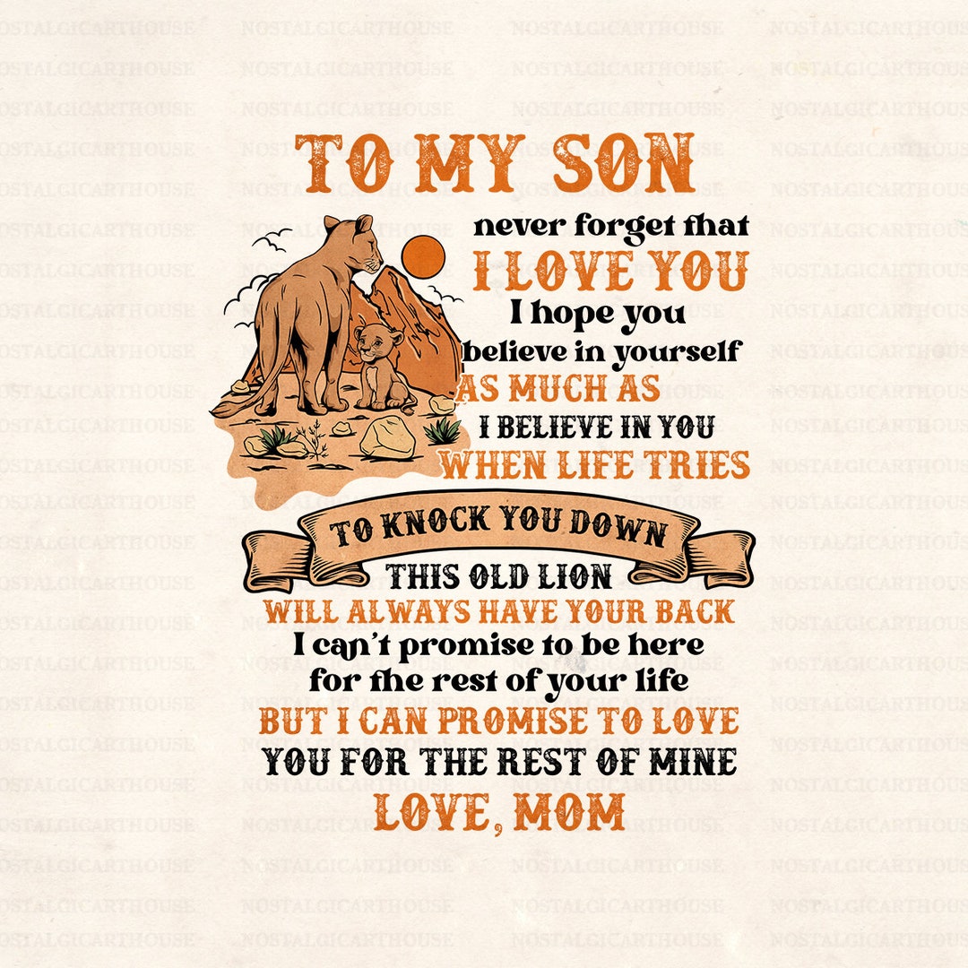 To My Son I Love You Png, Love From Mom, Gift for Son, Lion Mom, Mom ...