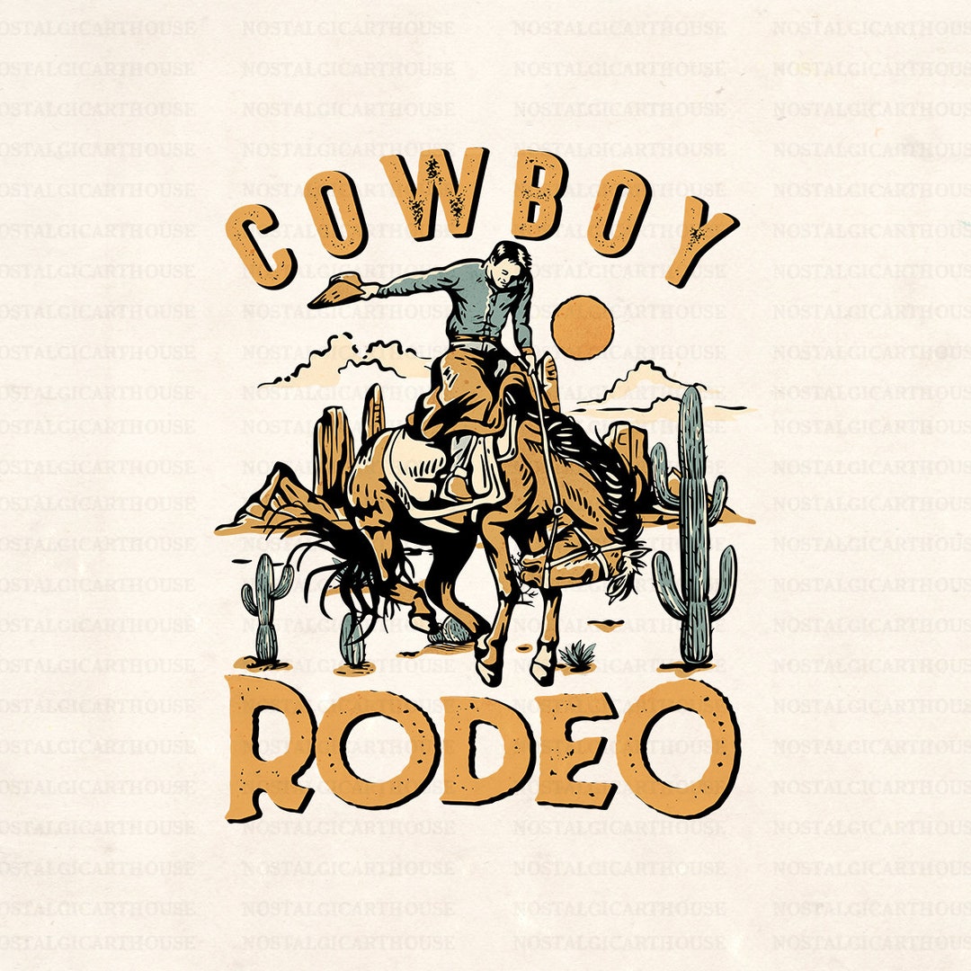 Cowboy Rodeo Svg, Vintage Rodeo Png, Bucking Horse, Retro Cowboy ...