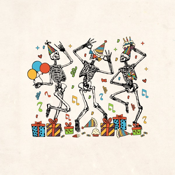 Birthday Skeletons Svg - Etsy