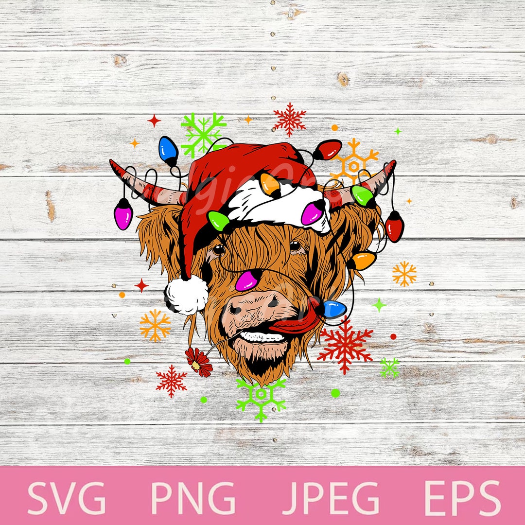 Christmas Cows Svg, Highland Cow Svg, Western Mooey Christmas, Retro ...
