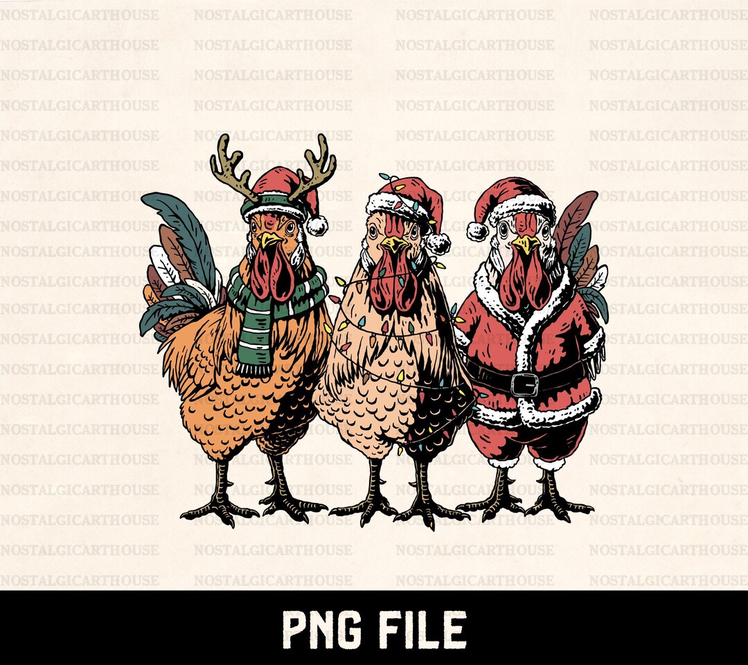 Funny Christmas Chickens Svg Png, Farm Animal Holiday Svg, Santa ...