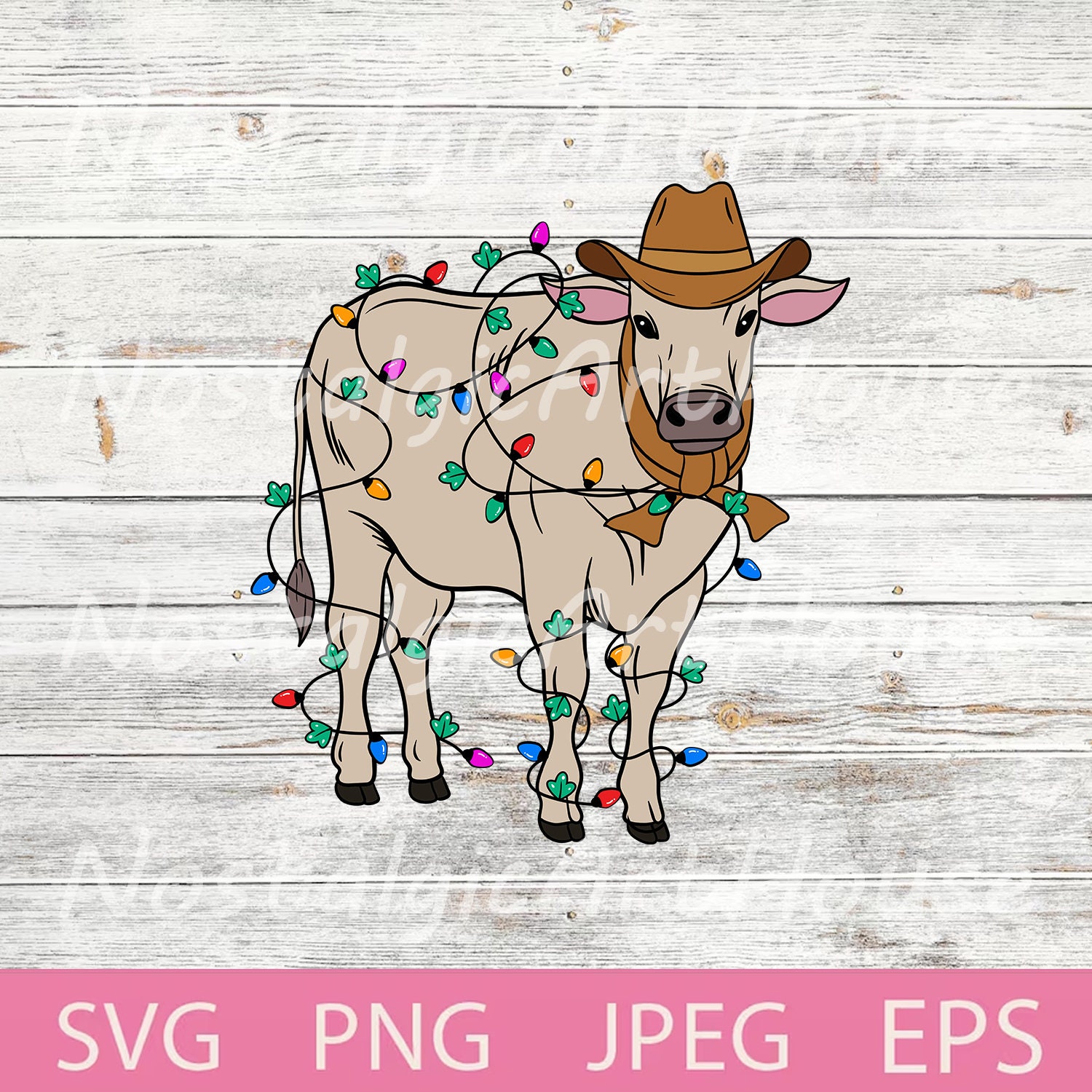 Christmas Cows Svg, Cows Bundle, Western Mooey Christmas, Retro Cowboy ...