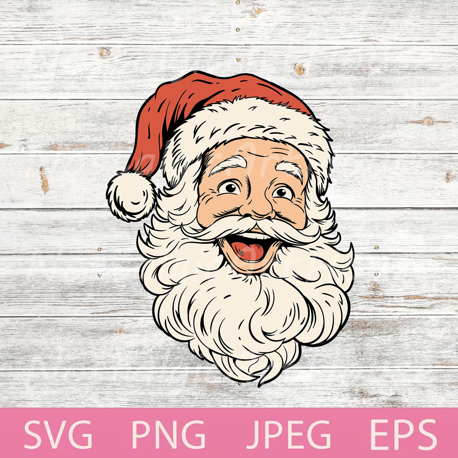 Vintage Santa Claus Svg, Vintage Christmas Cut Files, Santa Face Hand ...