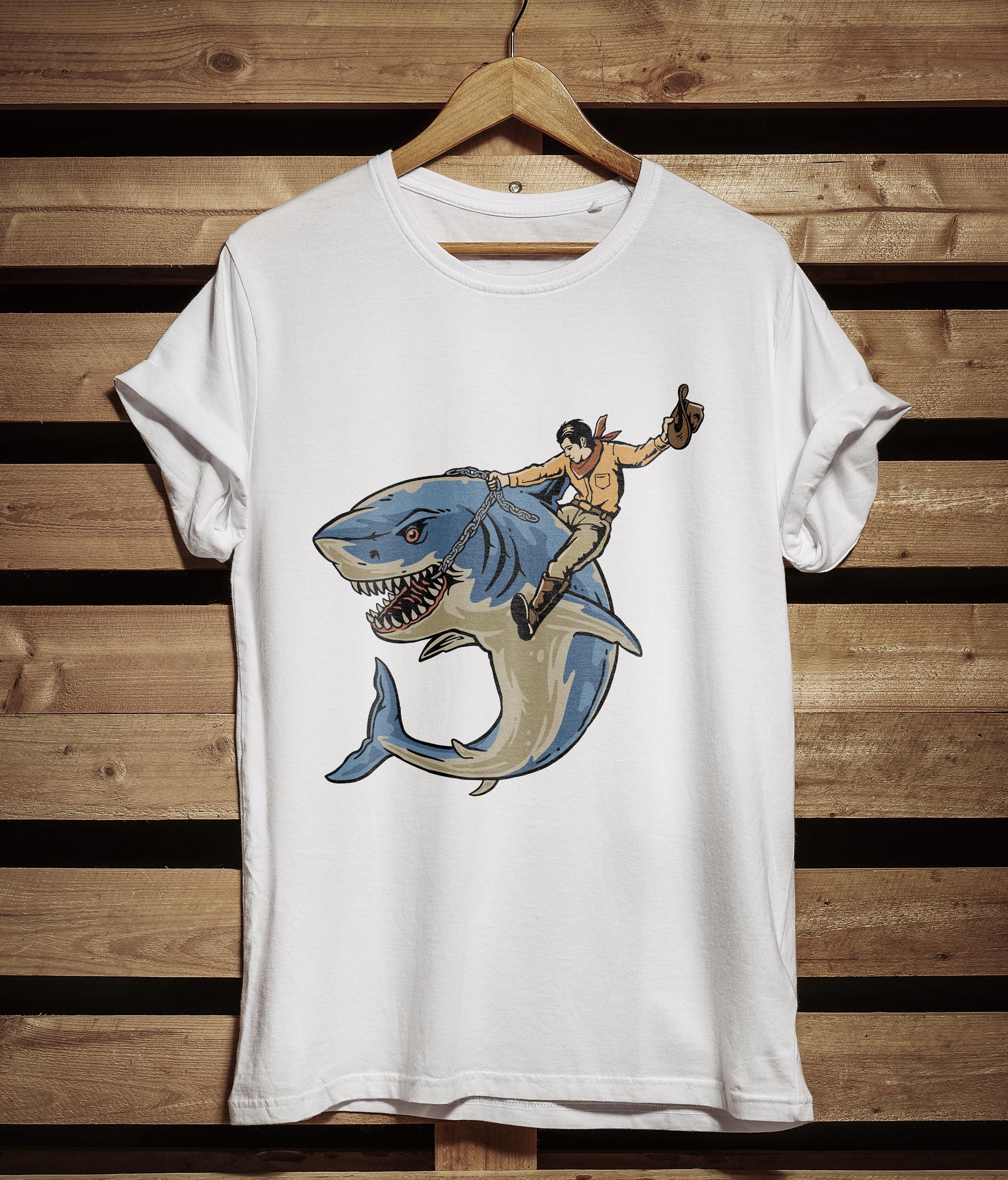 Cowboy Riding Shark SVG PNG, Western Cowboy Shark Rider Illustration ...