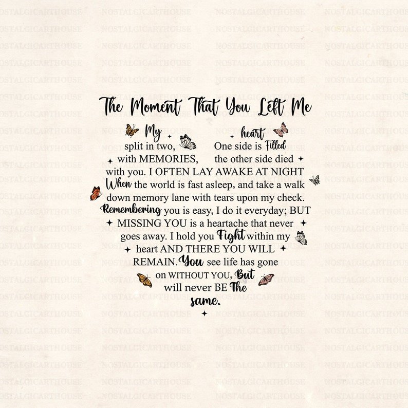 The Moment That You Left Me, Memorial Svg, in Loving Memory. - Etsy