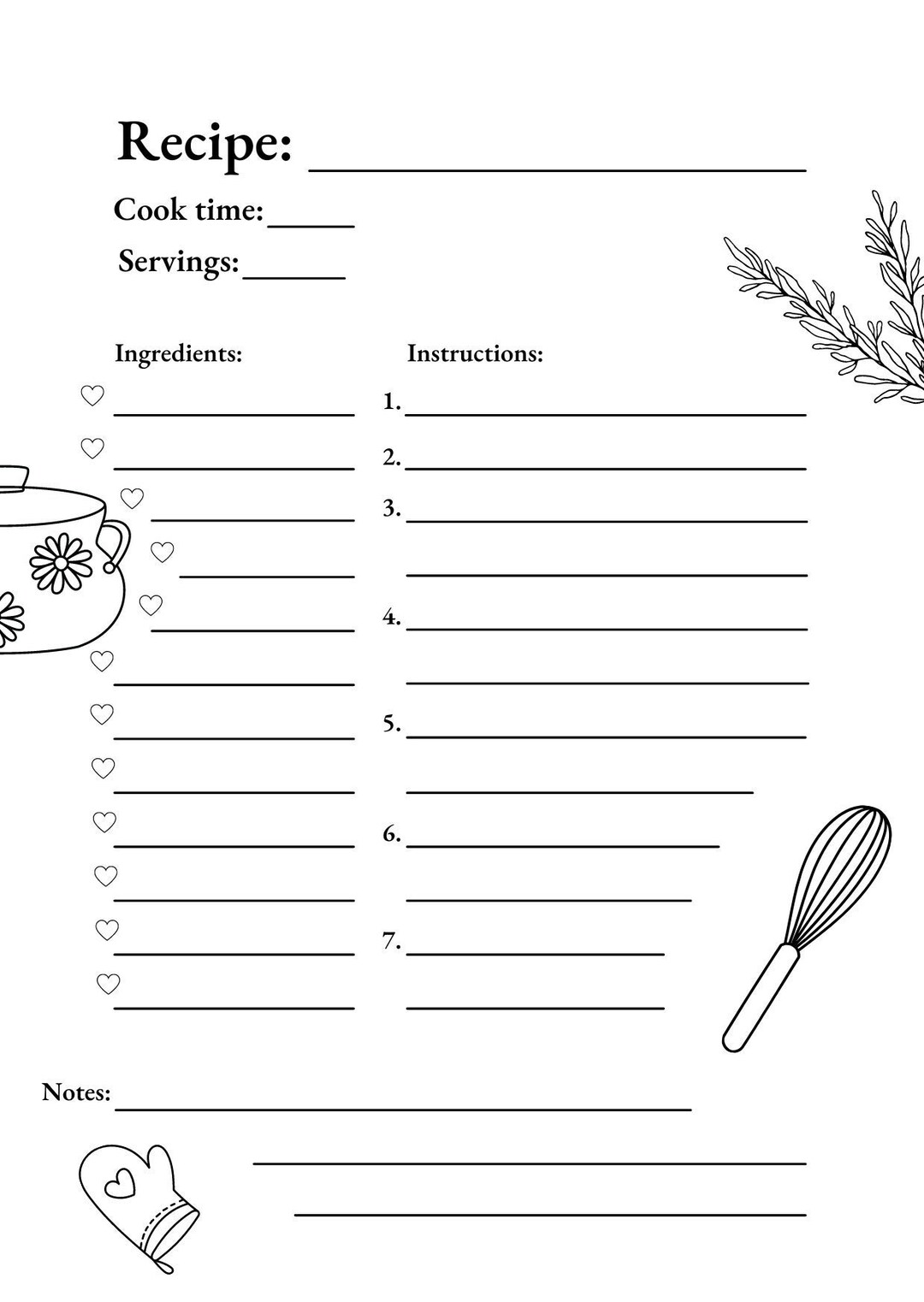 Simple Recipe Book Template, Printable Recipe Binder, Family Cookbook ...