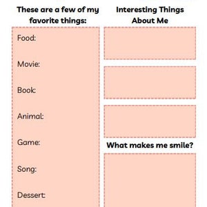 All About Me Pack, All About Me Questionnaire, Instant Download - Etsy