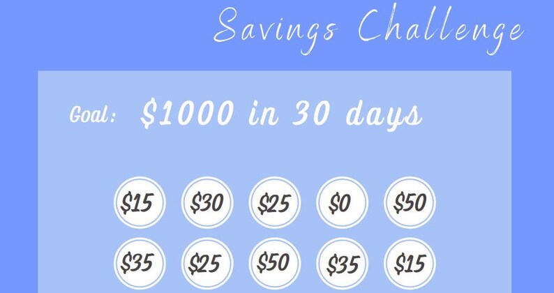 30 Day Savings Challenge Printable Money Challenge Bundle Savings ...