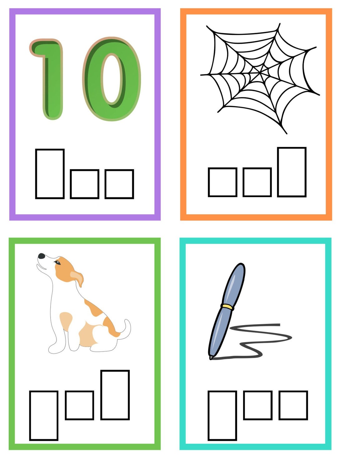 Short Vowel Sound E Word Cards - Etsy