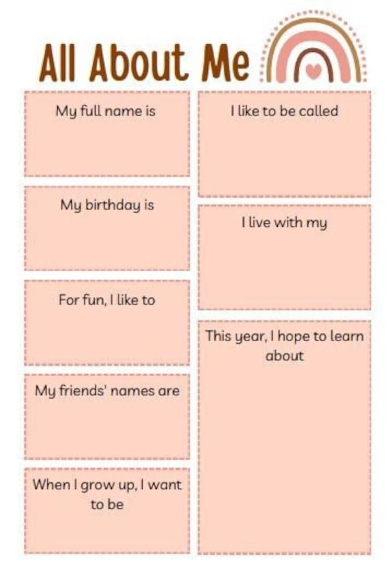 All About Me Pack, All About Me Questionnaire, Instant Download - Etsy