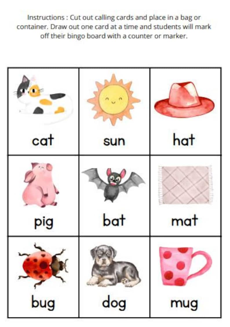 CVC Words Bingo, CVC Bingo, Printable Bingo Cards, Bingo Game Download ...