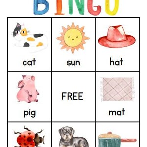 CVC Words Bingo, CVC Bingo, Printable Bingo Cards, Bingo Game Download ...