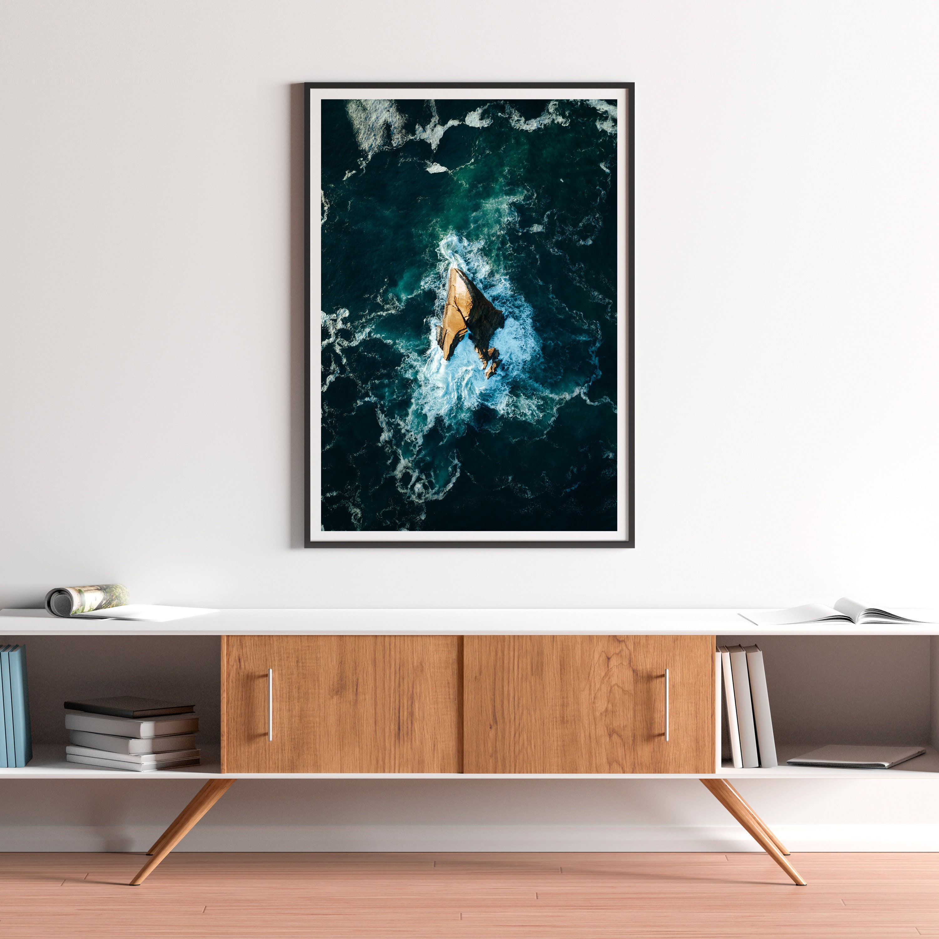 A3 A0 Fels in Der Brandung Baleal, Portugal, Drone, Ocean, Framed Fine ...