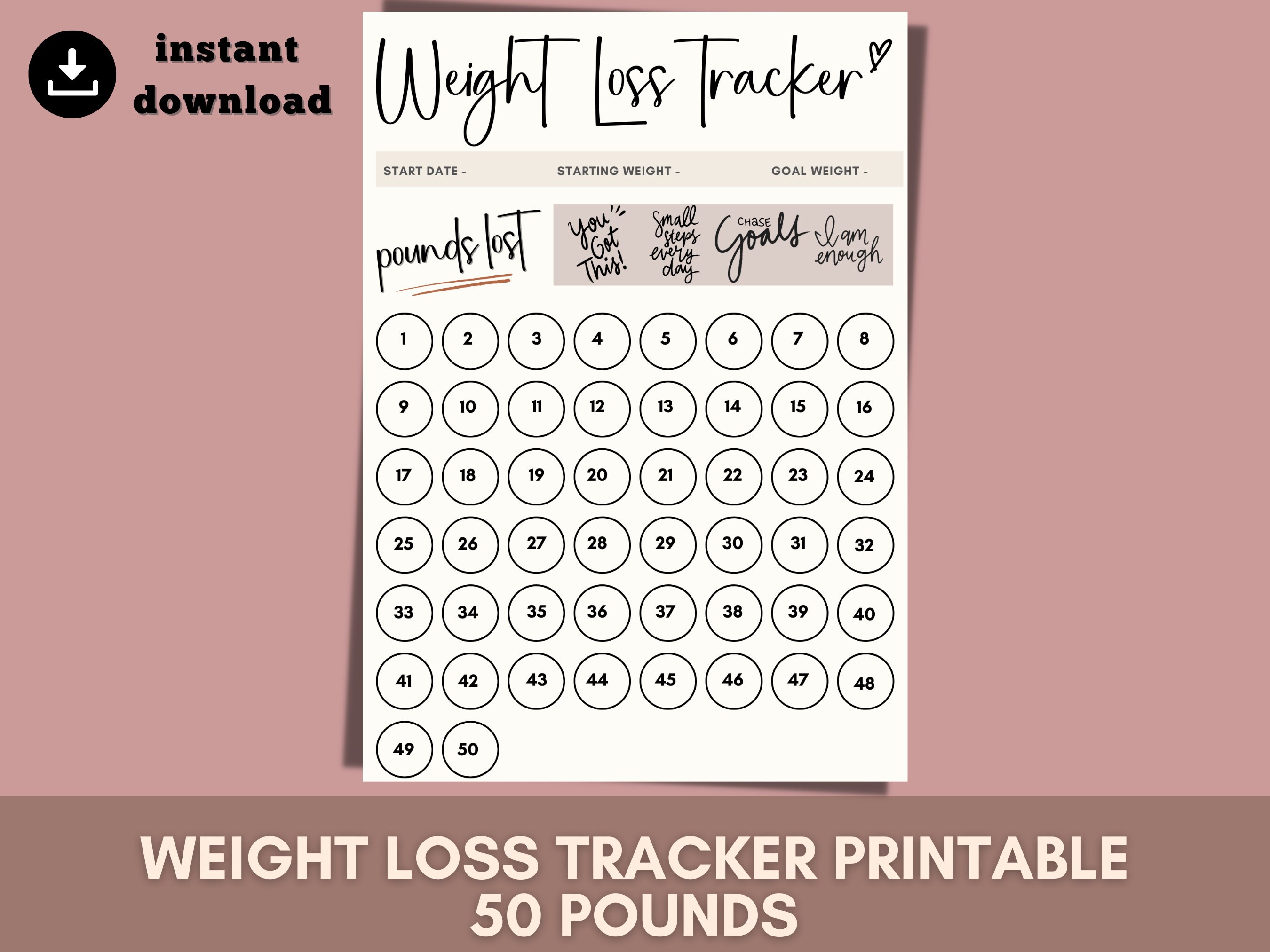 Weight Loss Tracker Weight Loss Chart Weight Loss Journal Fitness ...