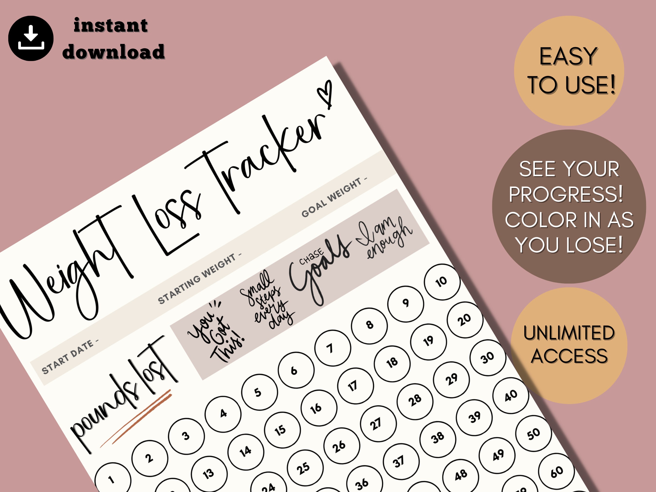 Weight Loss Tracker Weight Loss Chart Weight Loss Journal Fitness ...