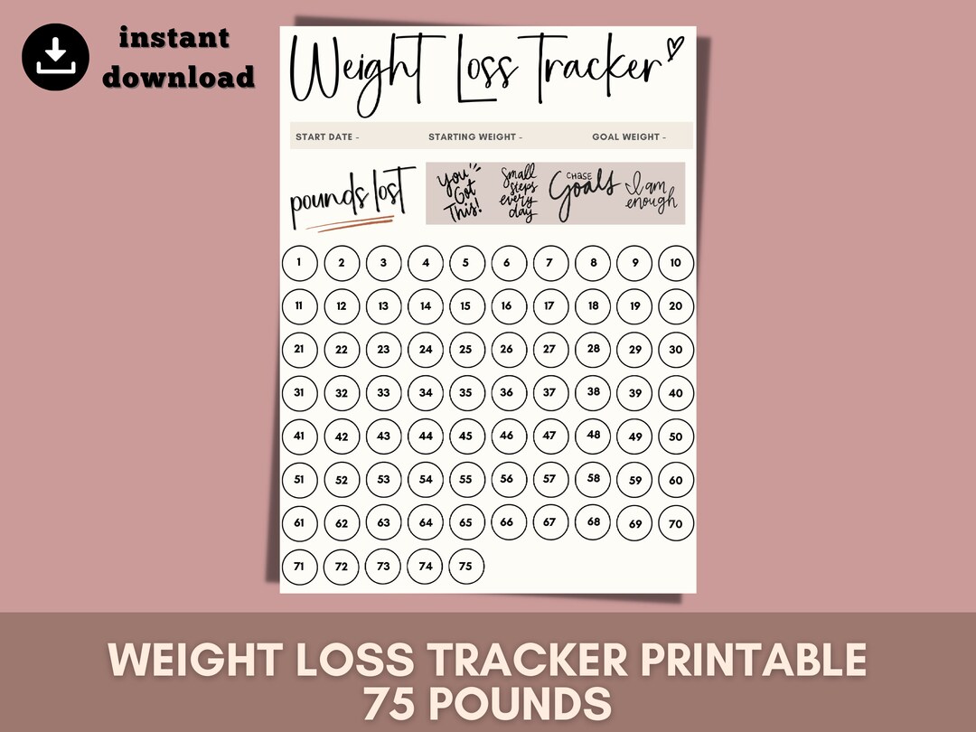 Weight Loss Tracker Weight Loss Chart Weight Loss Journal Fitness ...