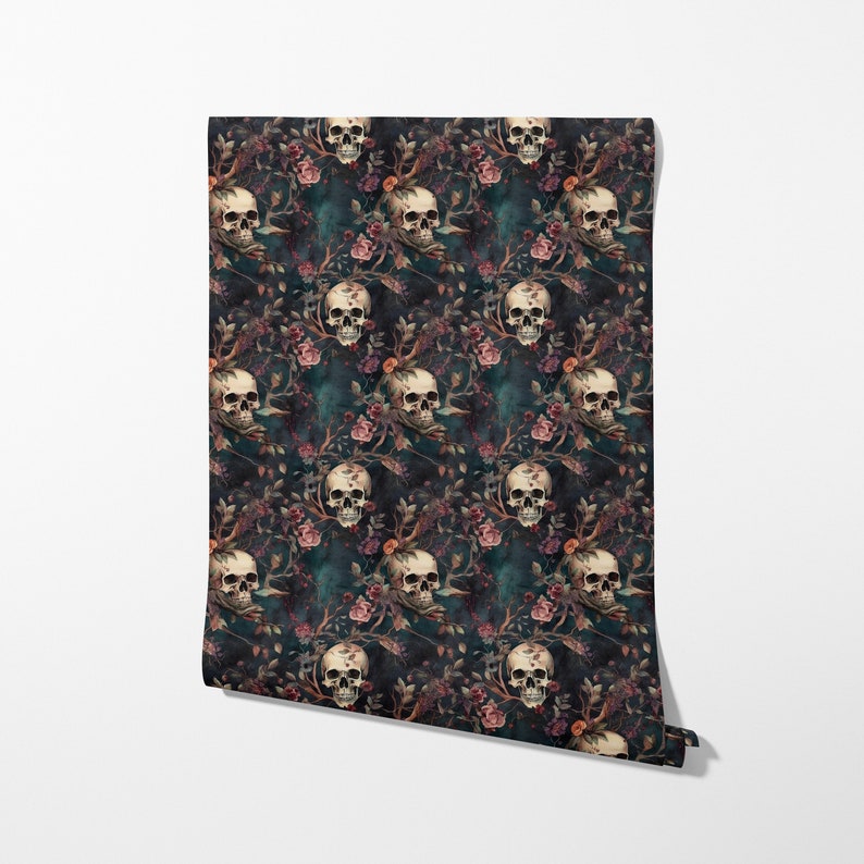 Skull Seamless Pattern Seamless Skull Dark Skull Digital Paper, Seamless Gothic Skull for ...