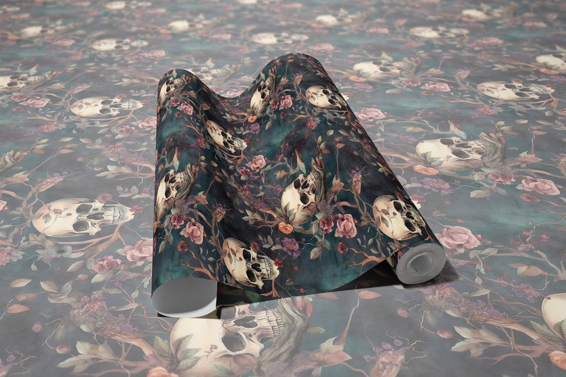 Skull Seamless Pattern Seamless Skull Dark Skull Digital Paper ...