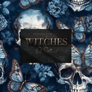 Seamless Skull Gothic Digital Paper, Skull Damask Halloween Scrapbook ...