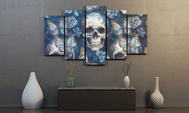 Blue Skull Seamless Pattern Seamless Skull Dark Skull Digital Paper ...