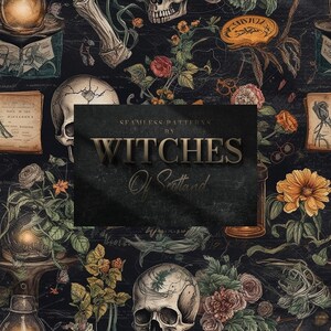 Seamless Skull Gothic Digital Paper, Skull Damask Halloween Scrapbook ...