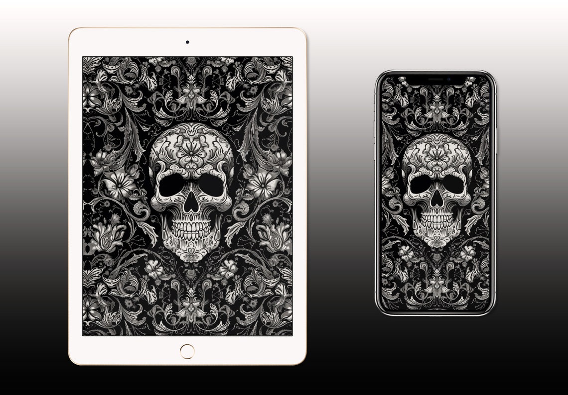 Skull Seamless Demask Pattern Seamless Skull Skull Digital - Etsy