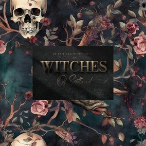 Seamless Skull Gothic Digital Paper, Skull Damask Halloween Scrapbook ...