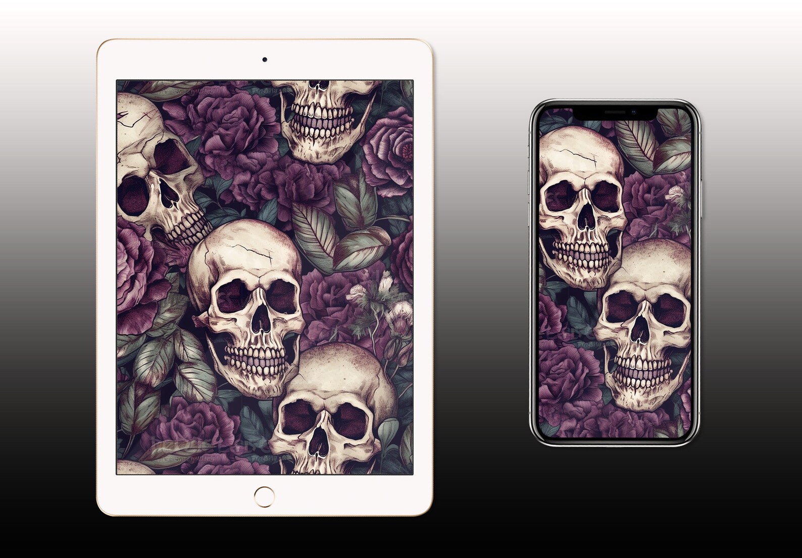 Skull Seamless Pattern Seamless Skull Dark Skull Digital Paper ...