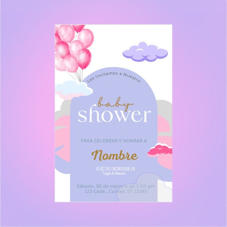 Invitación Color Lila De Baby Shower Tamaños: 18x24in - Etsy Ireland