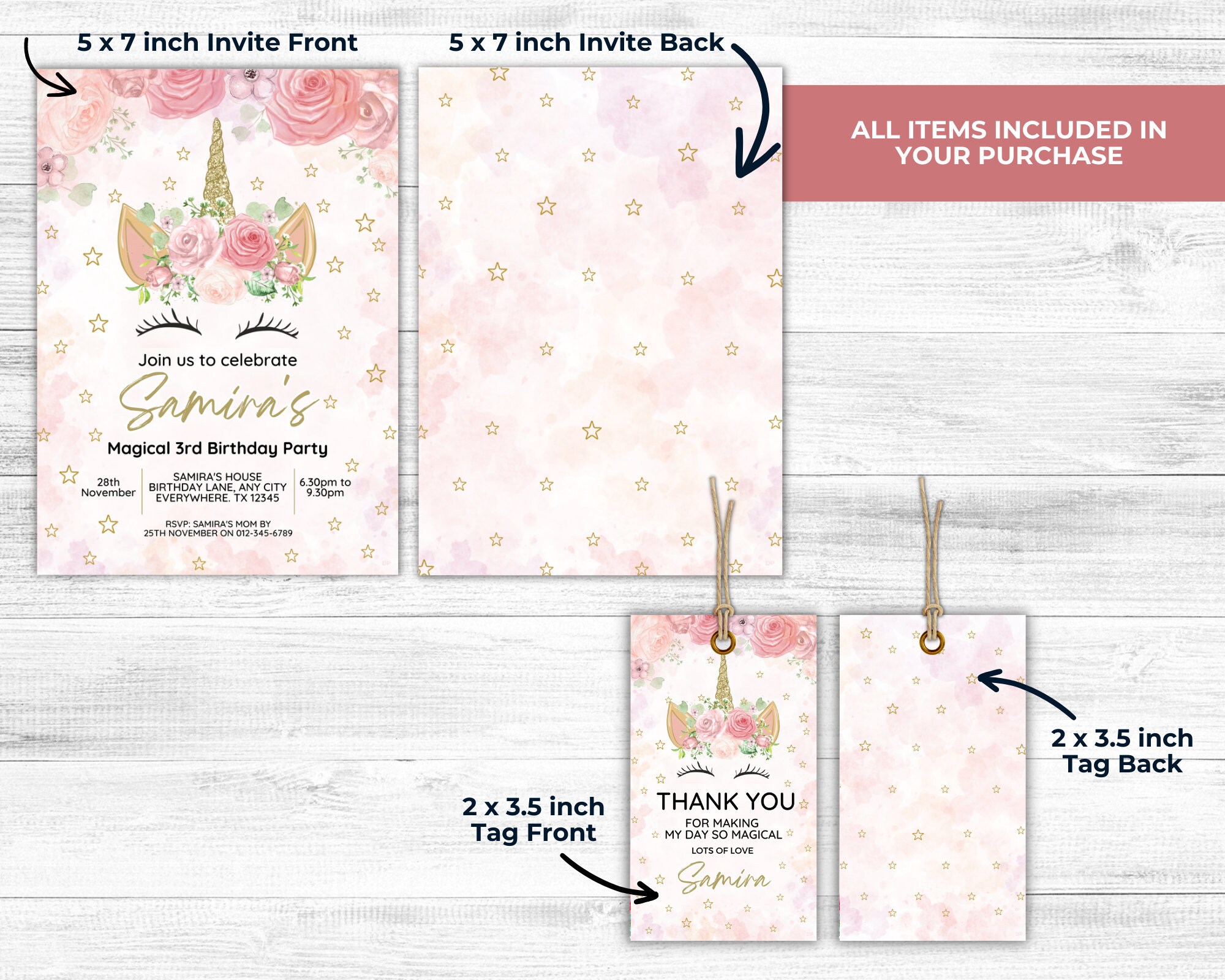 Editable Unicorn Invitation, Printable Kids Birthday Party Invite ...