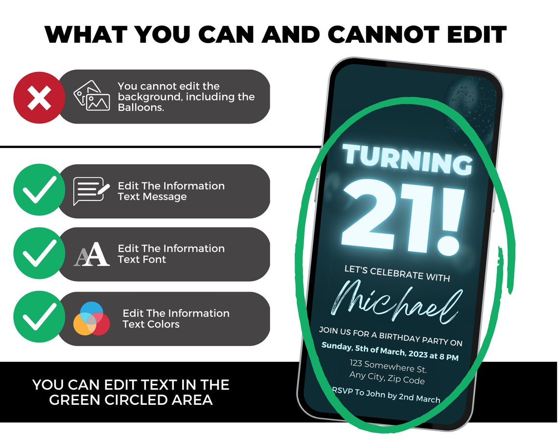 Electronic Male Birthday Party Invitation With Music, 21st Birthday ...