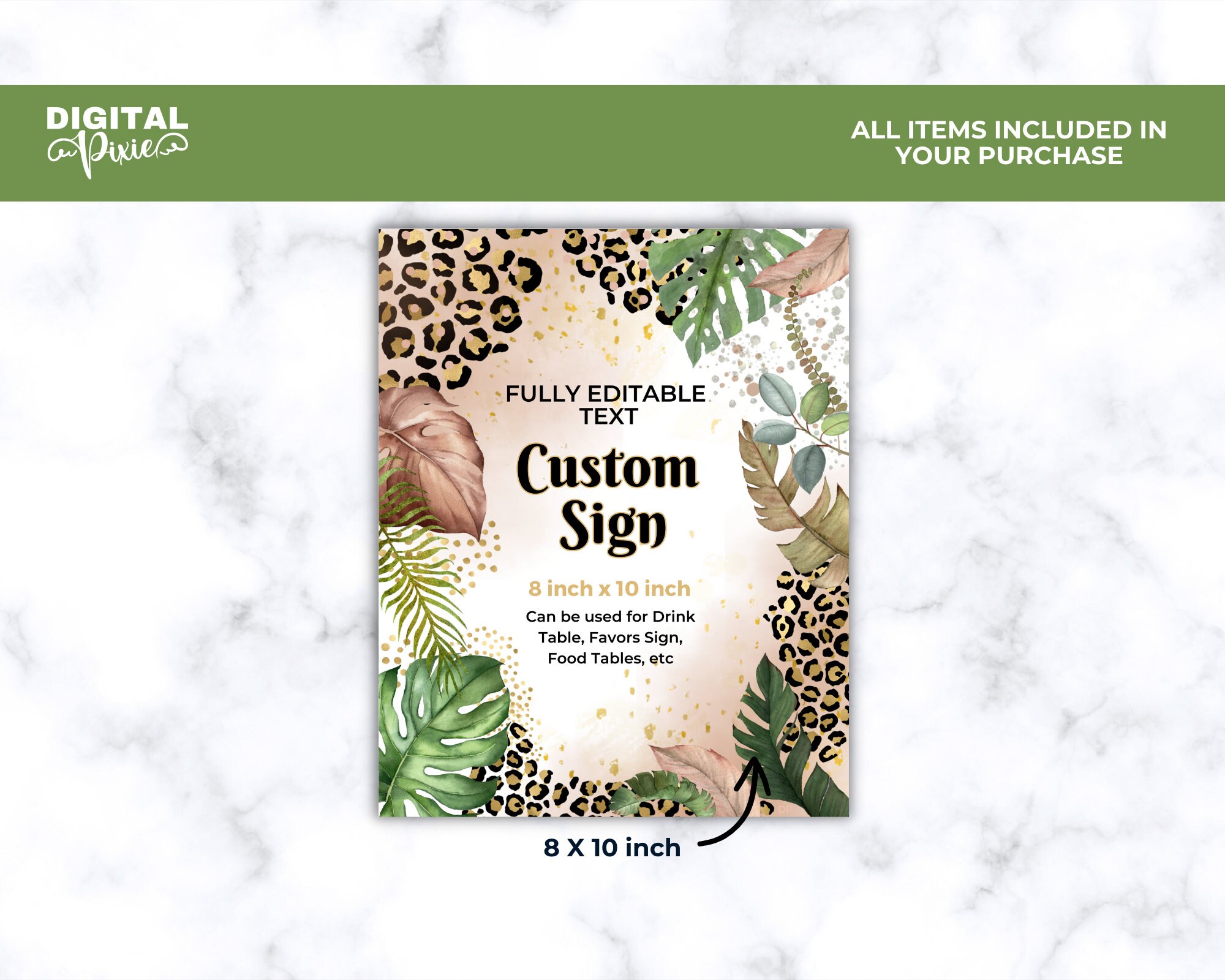 Editable Birthday Party Custom Sign, Printable 8 X 10 Inch Table Sign ...