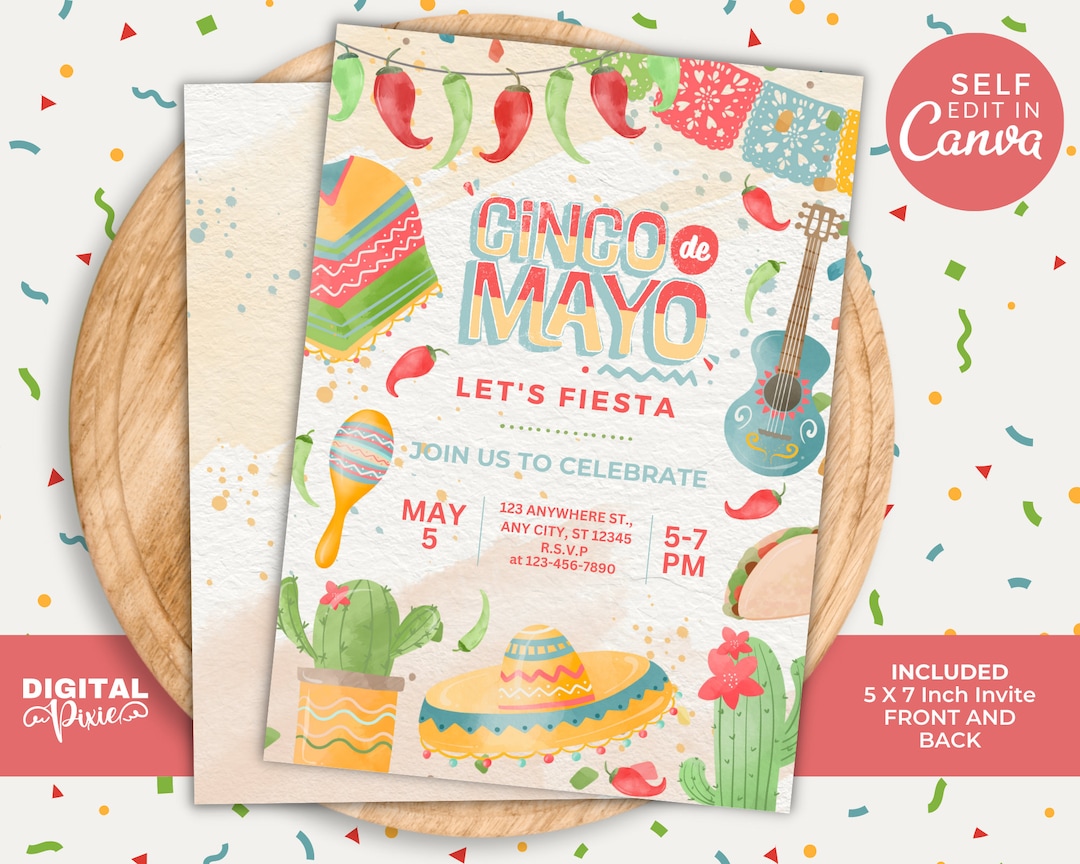 Editable Cinco De Mayo Invitation, Printable Invite, Mexican Party ...