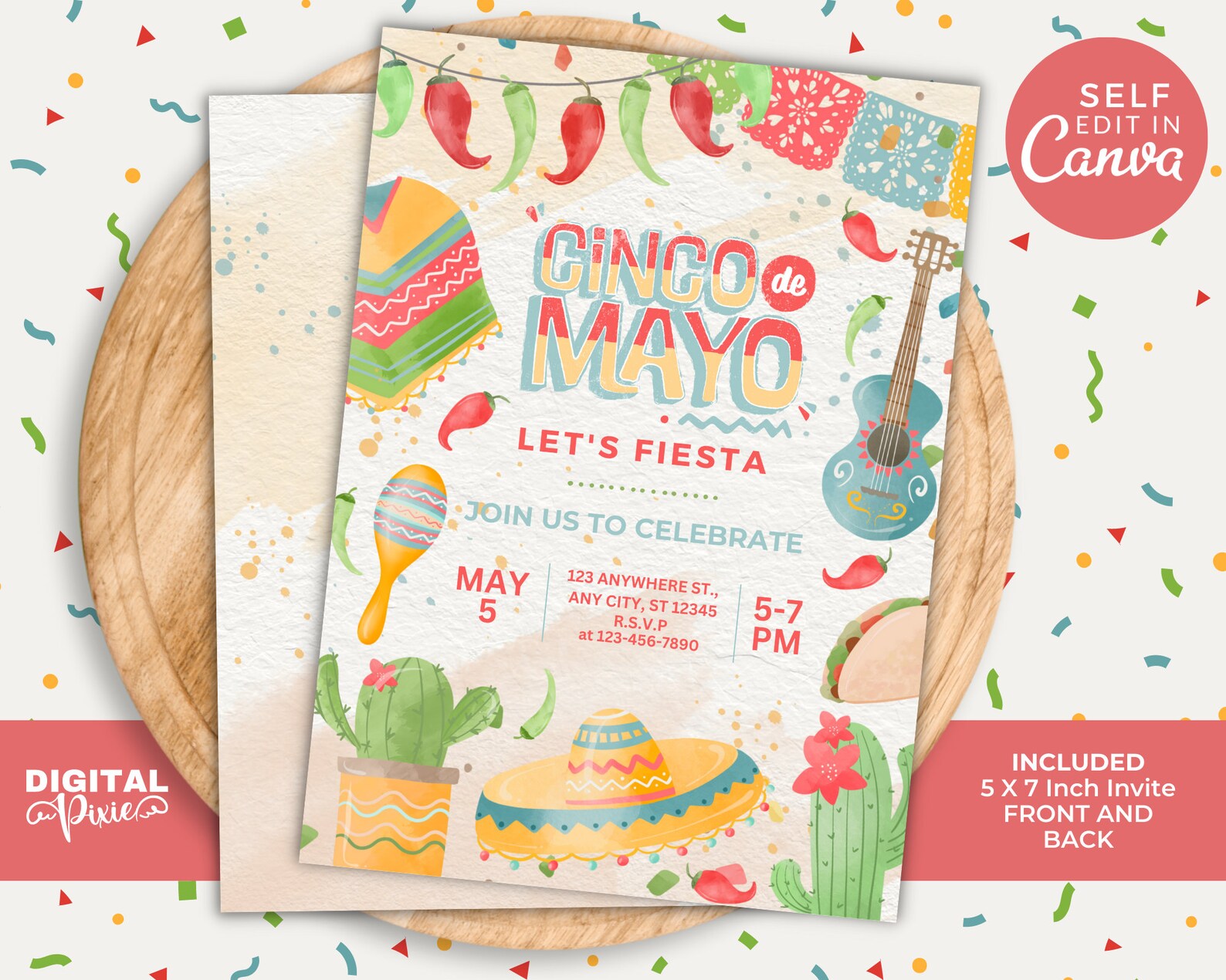 Editable Cinco De Mayo Invitation, Printable Invite, Mexican Party ...