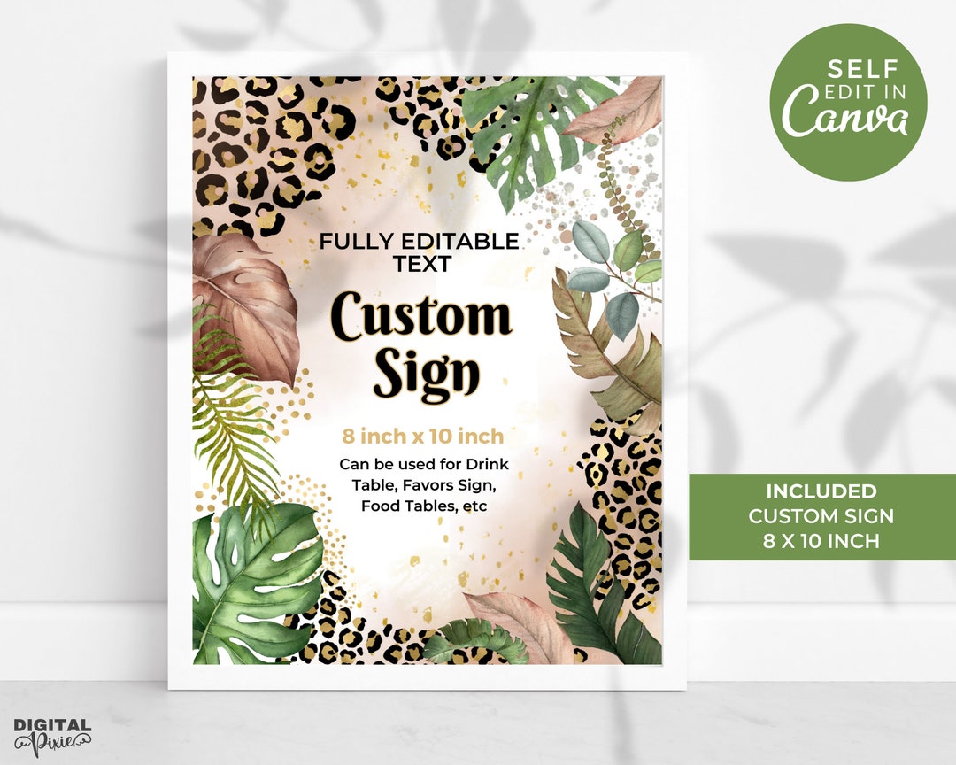 Editable Birthday Party Custom Sign, Printable 8 X 10 Inch Table Sign ...