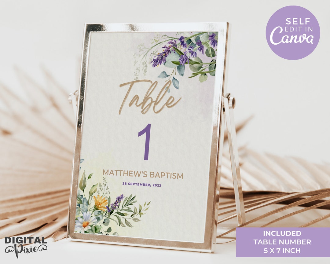 Editable Table Number Sign, Printable 5 X 7 Table Number Card, Wild ...