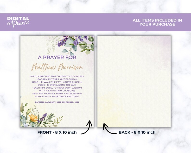 Editable Baptism Prayer Sign Printable 8 X 10 Prayer Card - Etsy