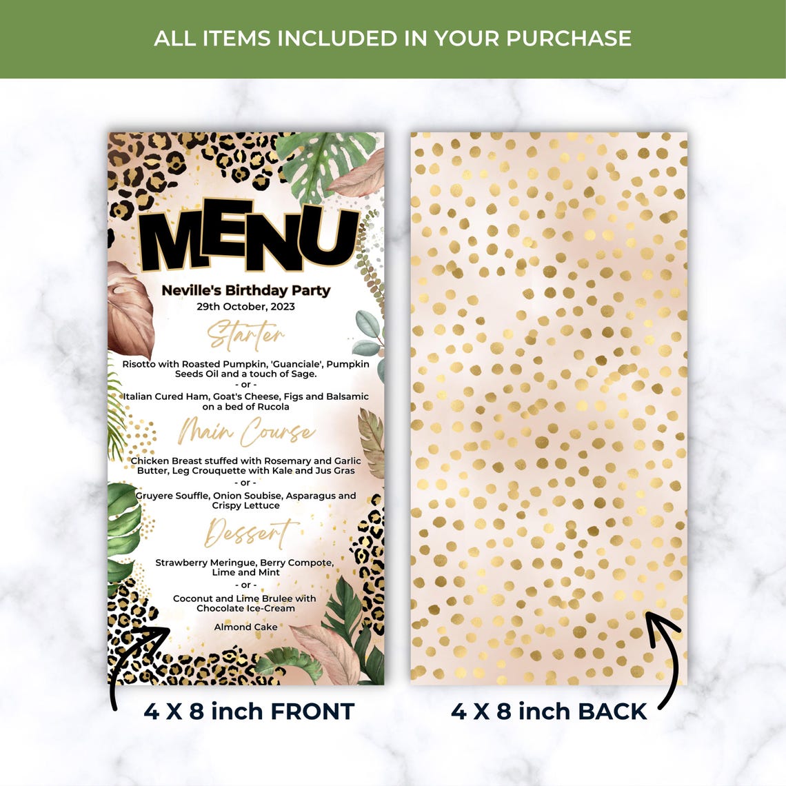 Editable Birthday Menu Card, Printable 4 X 8 Restaurant Menu Template ...