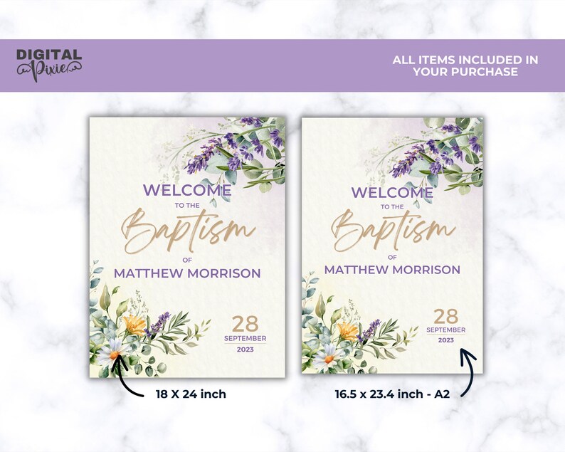 Editable Baptism Welcome Sign, Printable Welcome Sign, Wild Flowers ...