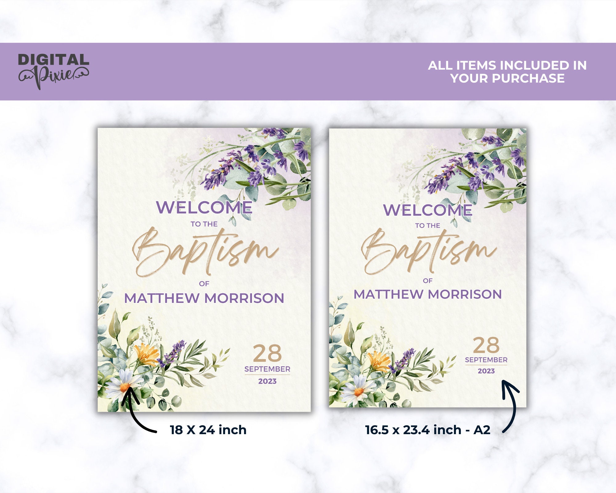 Editable Baptism Welcome Sign, Printable Welcome Sign, Wild Flowers ...