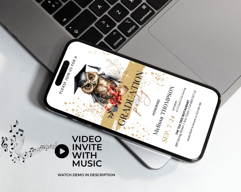 Graduation Party Invite With Music, Graduation Invitation, Graduate ...