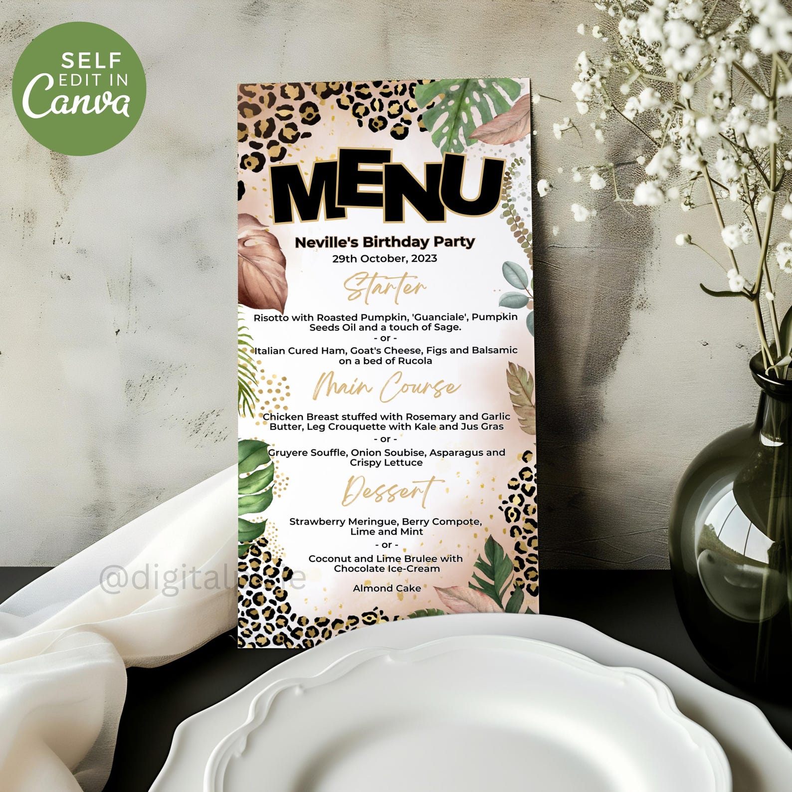 Editable Birthday Menu Card, Printable 4 X 8 Restaurant Menu Template ...